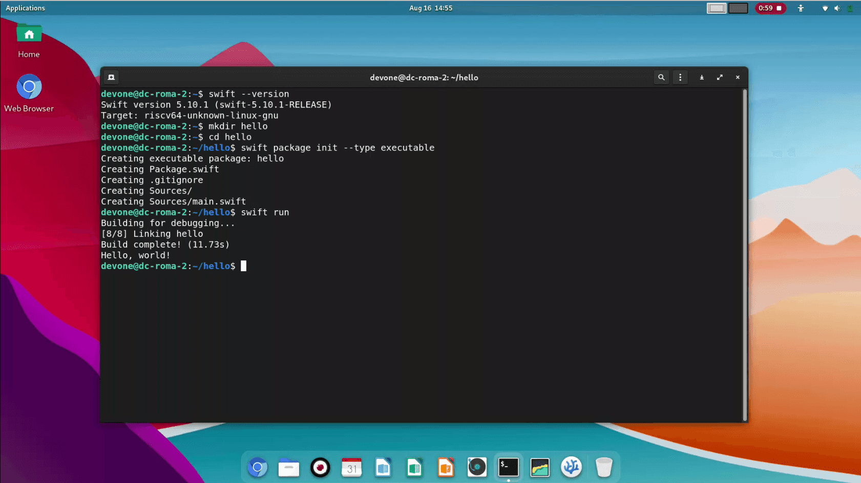 Swift Hello Riscv64 World | Swift on RISC-V